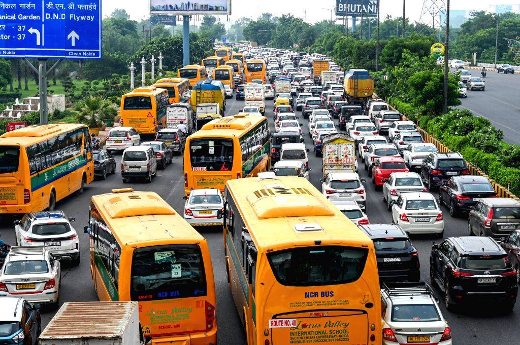Traffic snarls on Noida roads after accident