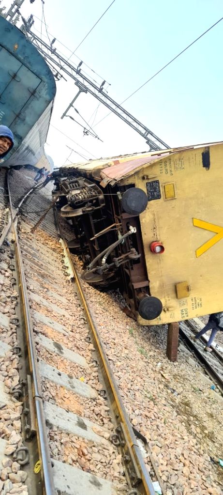 Guard coach of goods train derails, overturns in Gurugram
