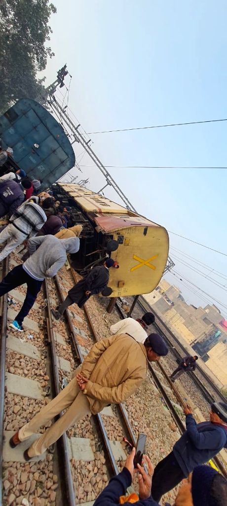 Guard coach of goods train derails, overturns in Gurugram