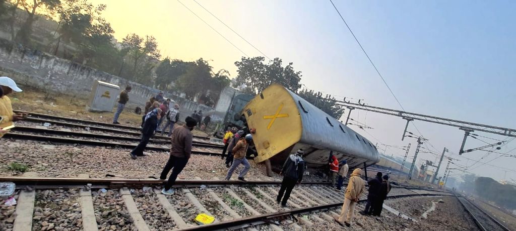 Guard coach of goods train derails, overturns in Gurugram
