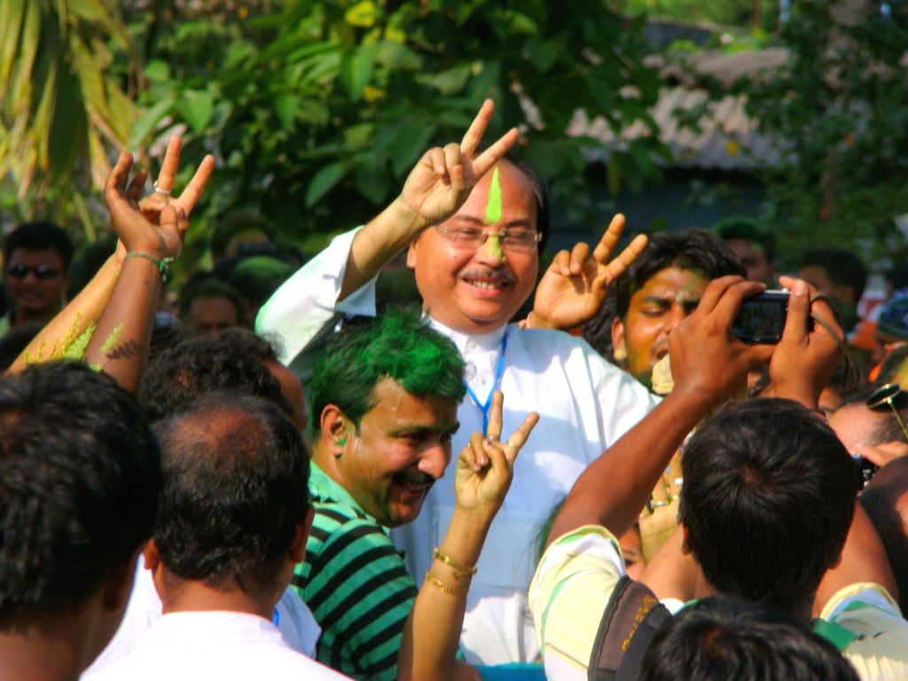 Bijoy Chandra Barman celebrates after winning