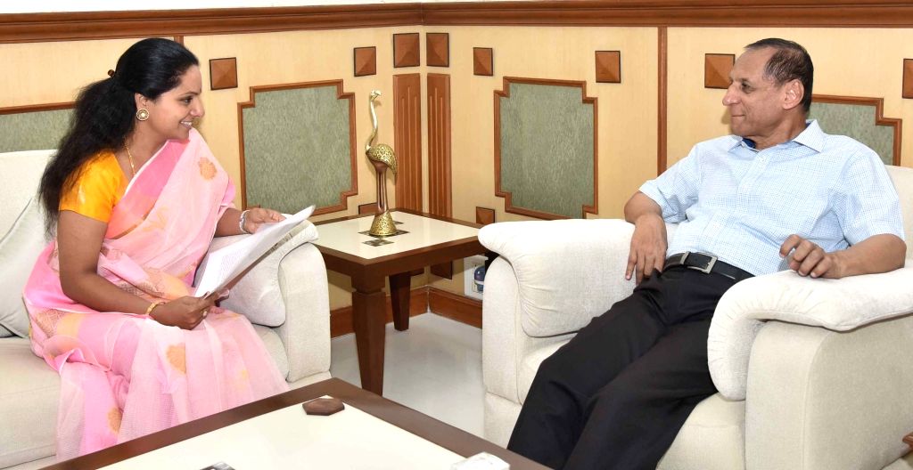 K. Kavitha calls on E. S. L. Narasimhan