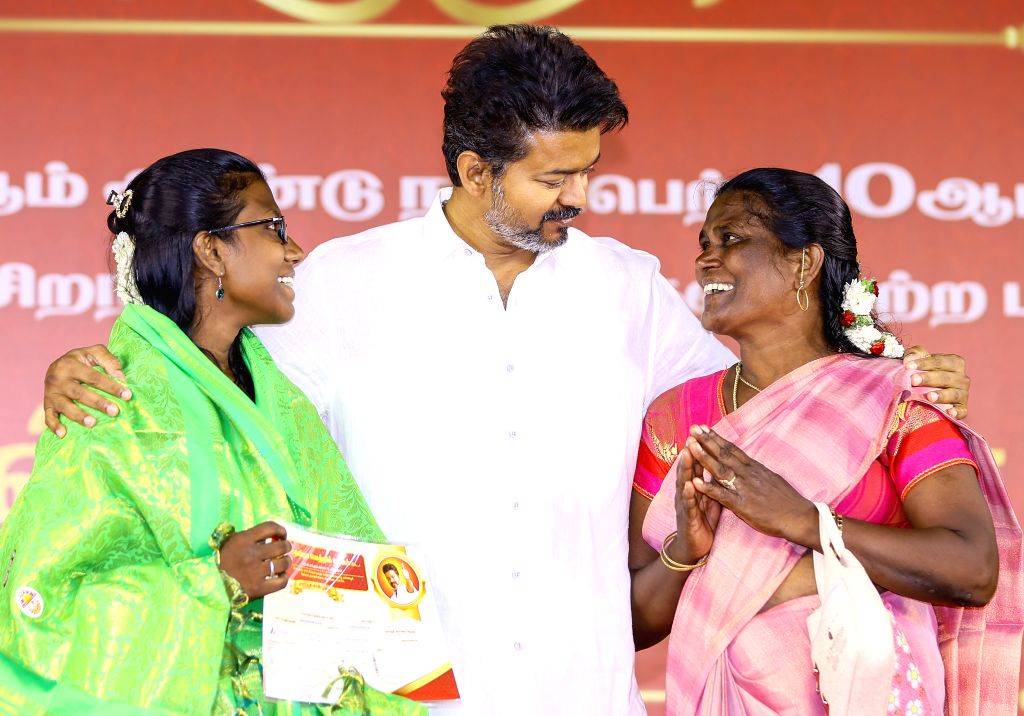 TVK chief Vijay felicitates top Class 10 and 12 students in Mahabalipuram