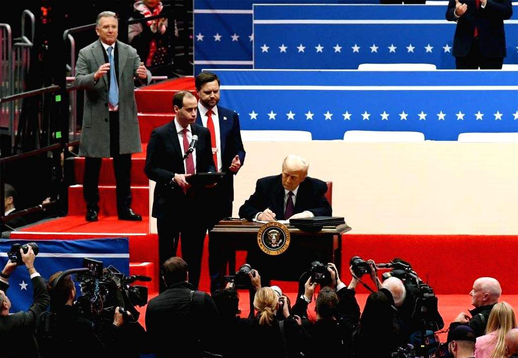 U.S. President Donald Trump attends his presidential parade at Capital ...