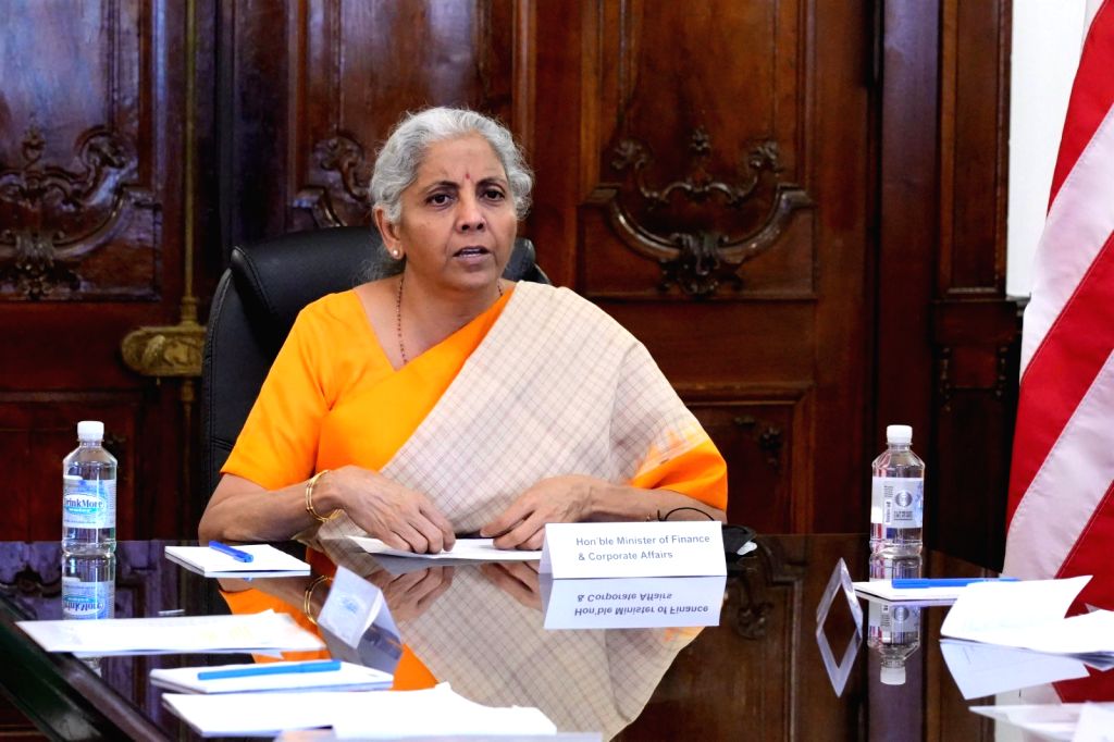 :Washington:Union Finance Minister Nirmala Sitharaman interacted via VC ...