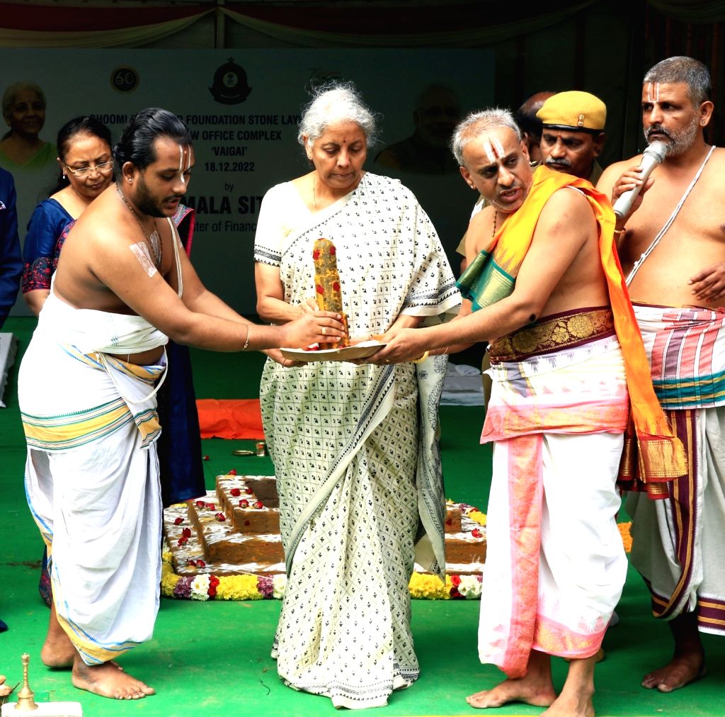 Union Finance Minister Nirmala Sitharaman lays foundation stone for the ...