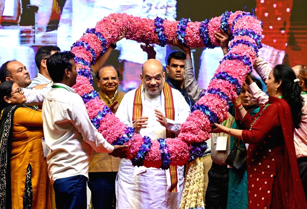 New Delhi : Union Home Minister Amit Shah during a programme to hand ...