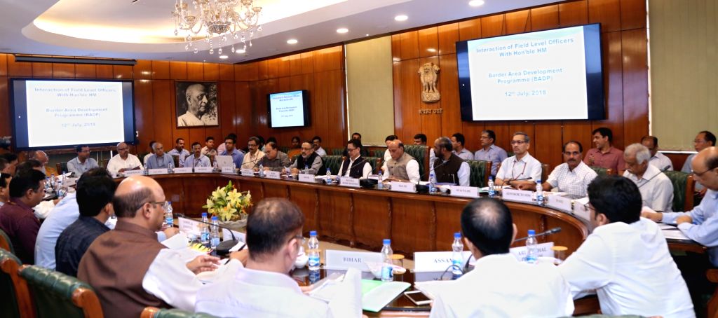 Rajnath Singh during a meeting with Field Level Officers to review BADP