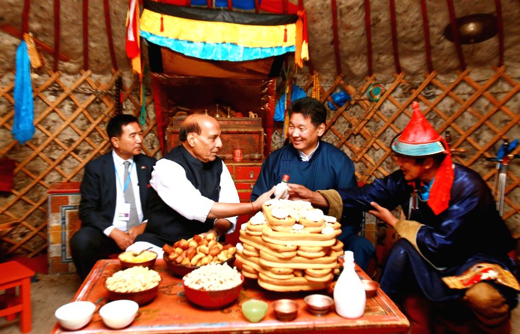 Ulaanbaatar (Mongolia): Rajnath Singh visits the 'Ger' of a nomadic ...