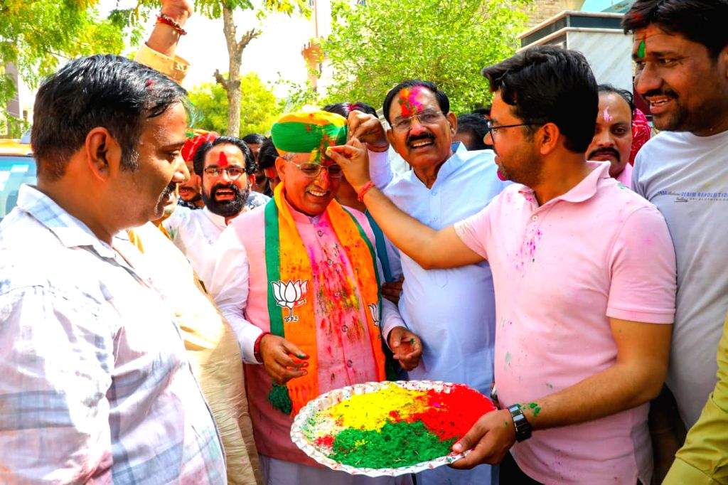 Union Law Minister Arjun Ram Meghwal during Holi celebrations