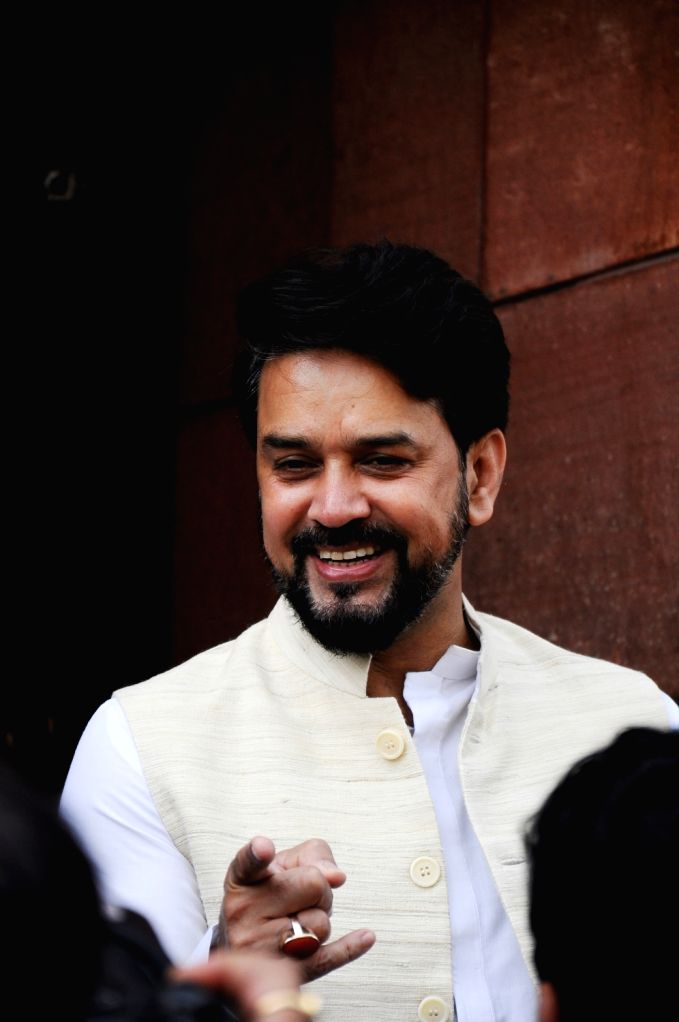 Union Minister Anurag Singh Thakur arrives at Parliament