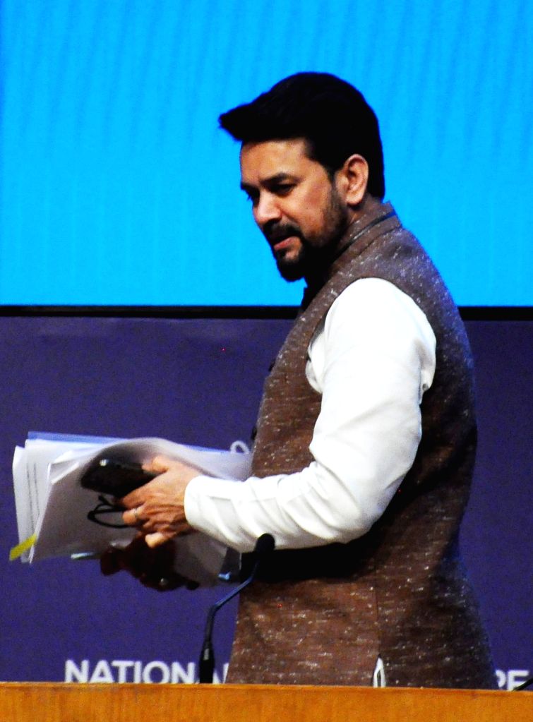 Union Minister Anurag Thakur briefs media