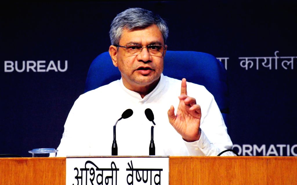 Union Minister Ashwini Vaishnaw addresses a press conference