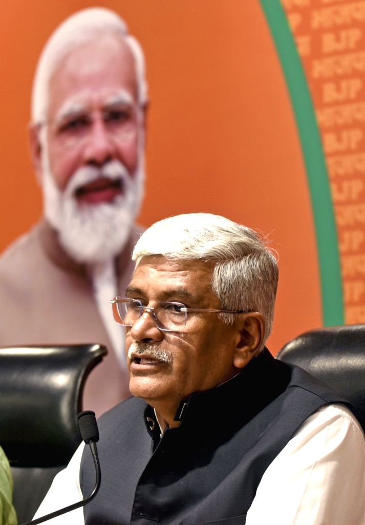 Union Minister Gajendra Singh Shekhawat addresses a press conference