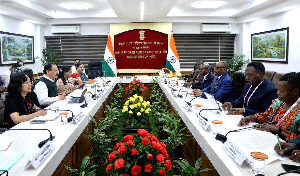 Union Minister JP Nadda meets the Minister of Health and Child Care of ...