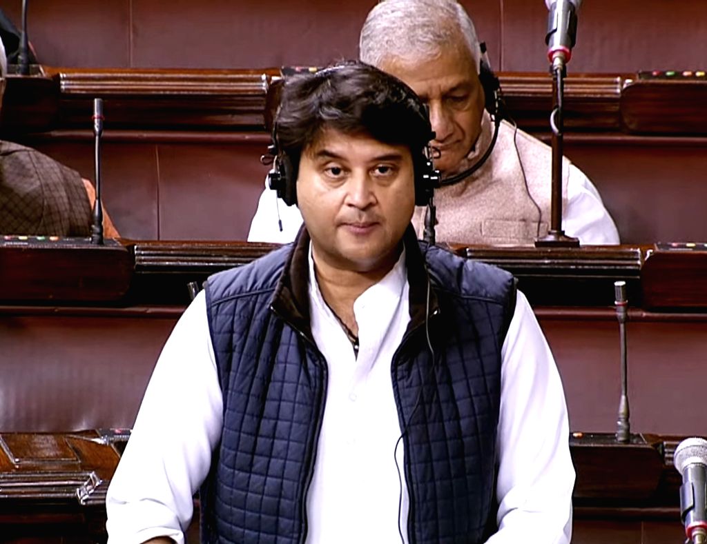 New Delhi : Union Minister of Civil Aviation Jyotiraditya Scindia in ...
