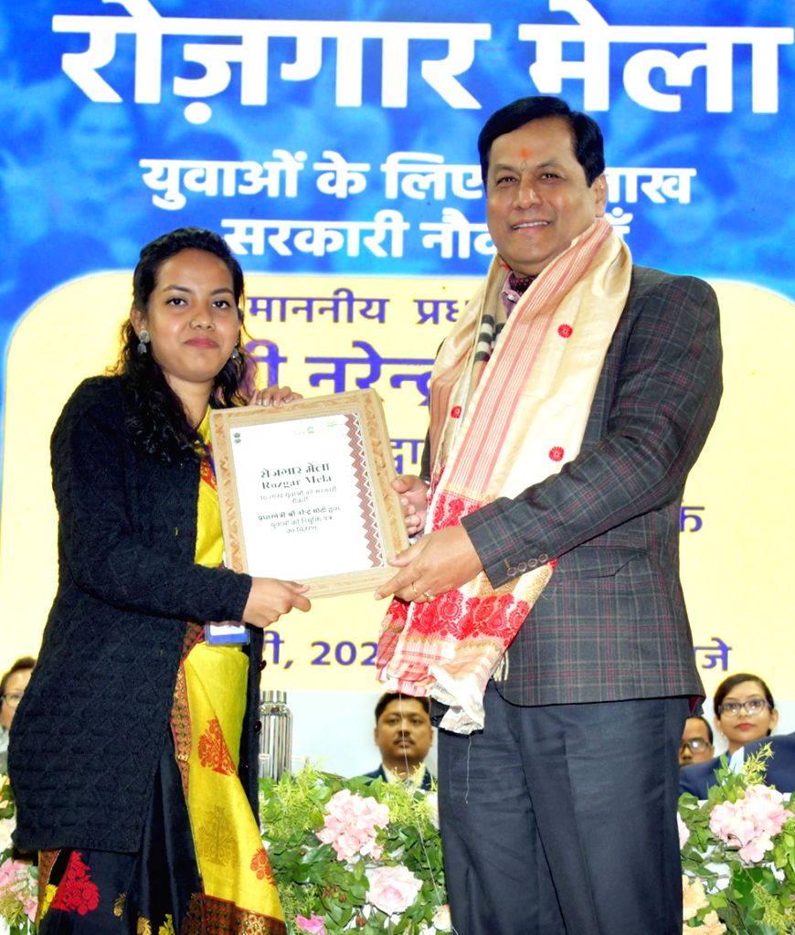 Union Minister Sarbananda Sonowal during the Rozgar Mela