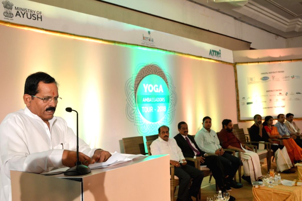 Shripad Yesso Naik at the inauguration of Yoga Ambassadors Tour