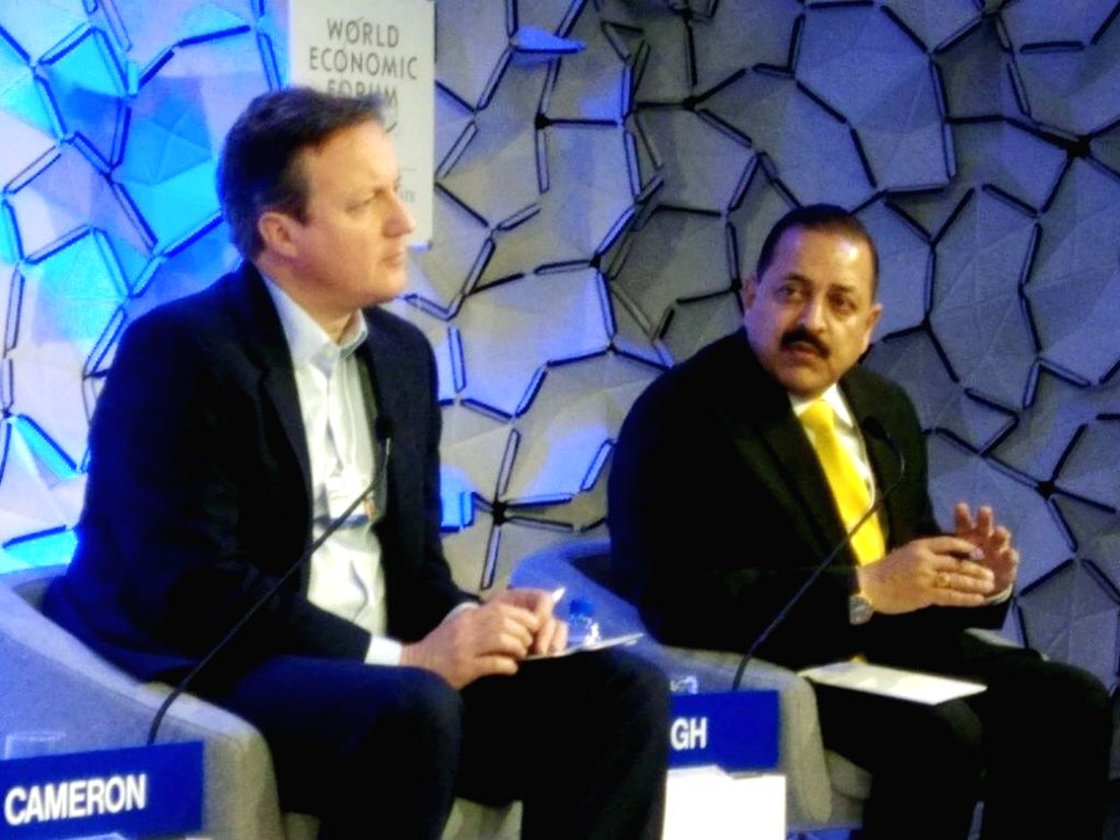 Jitendra Singh, David Cameron during a Panel discussion at WEF