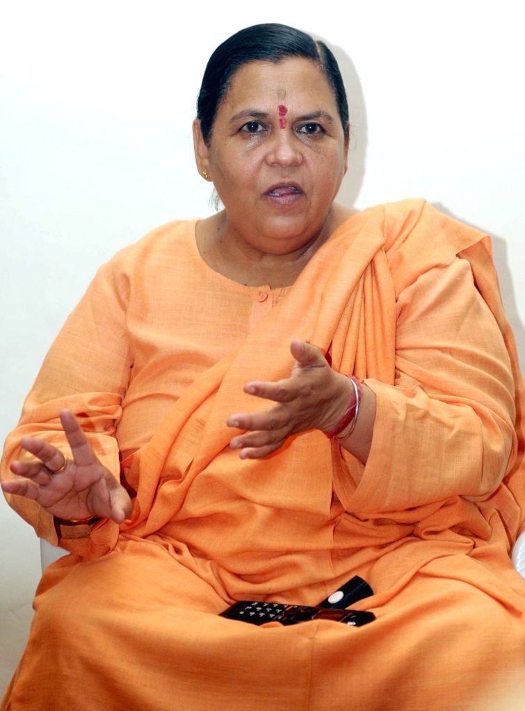 Uma Bharti interacts with press