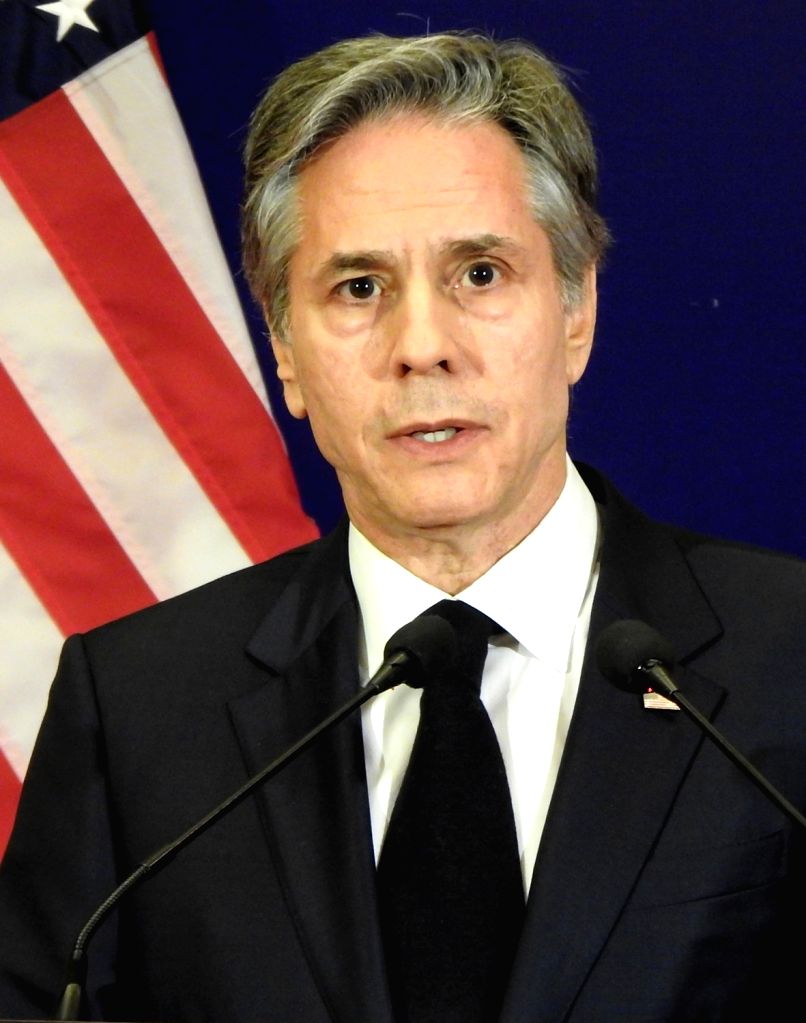 New Delhi : U.S. Secretary of State Antony Blinken addressing a press ...