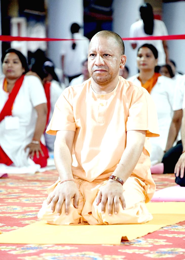 : Gorakhpur: Uttar Pradesh Chief Minister Yogi Adityanath performs yoga ...