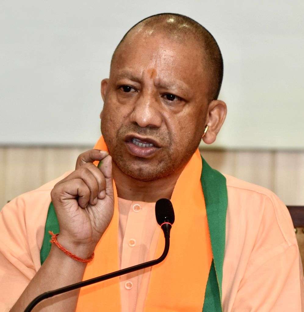 Uttar Pradesh Chief Minister Yogi Adityanath addresses a press conference