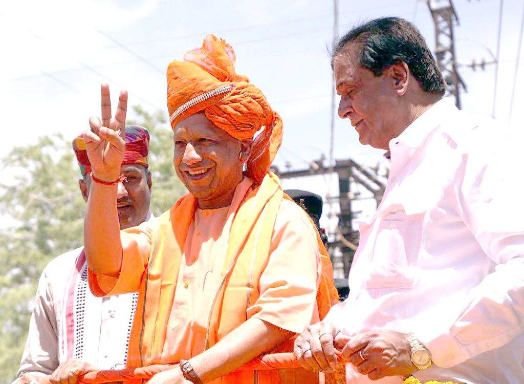 Uttar Pradesh Chief Minister Yogi Adityanath holds a roadshow amid Lok ...