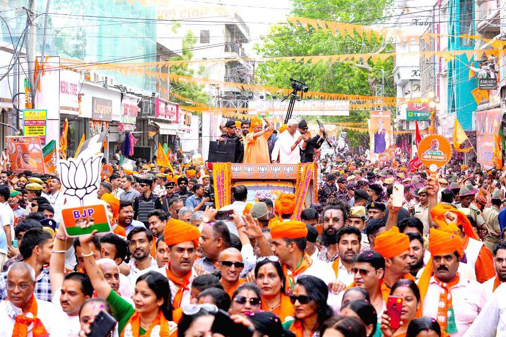 Uttar Pradesh Chief Minister Yogi Adityanath holds a roadshow amid Lok ...
