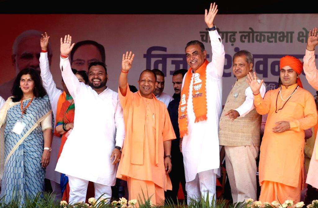 Uttar Pradesh Chief Minister Yogi Adityanath during an election rally