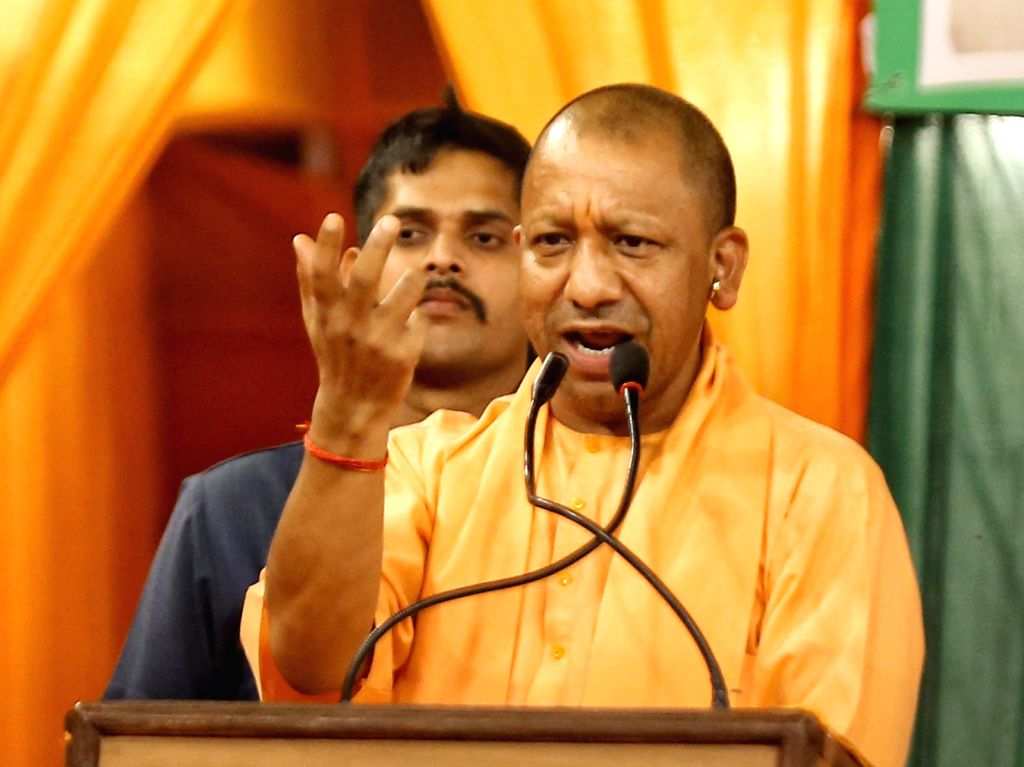 Uttar Pradesh Chief Minister Yogi Adityanath during a public meeting ...