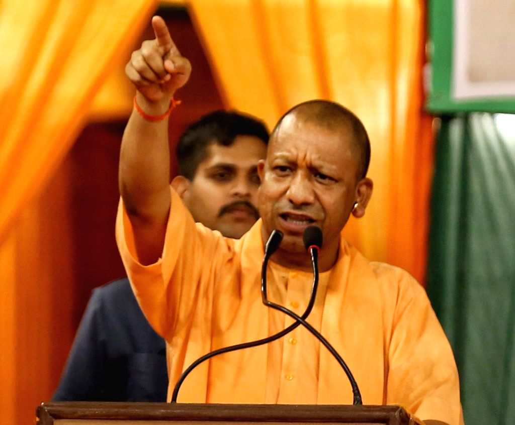 Uttar Pradesh Chief Minister Yogi Adityanath during a public meeting ...