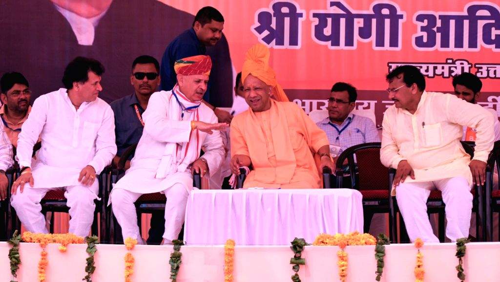 Uttar Pradesh Chief Minister Yogi Adityanath during a public meeting