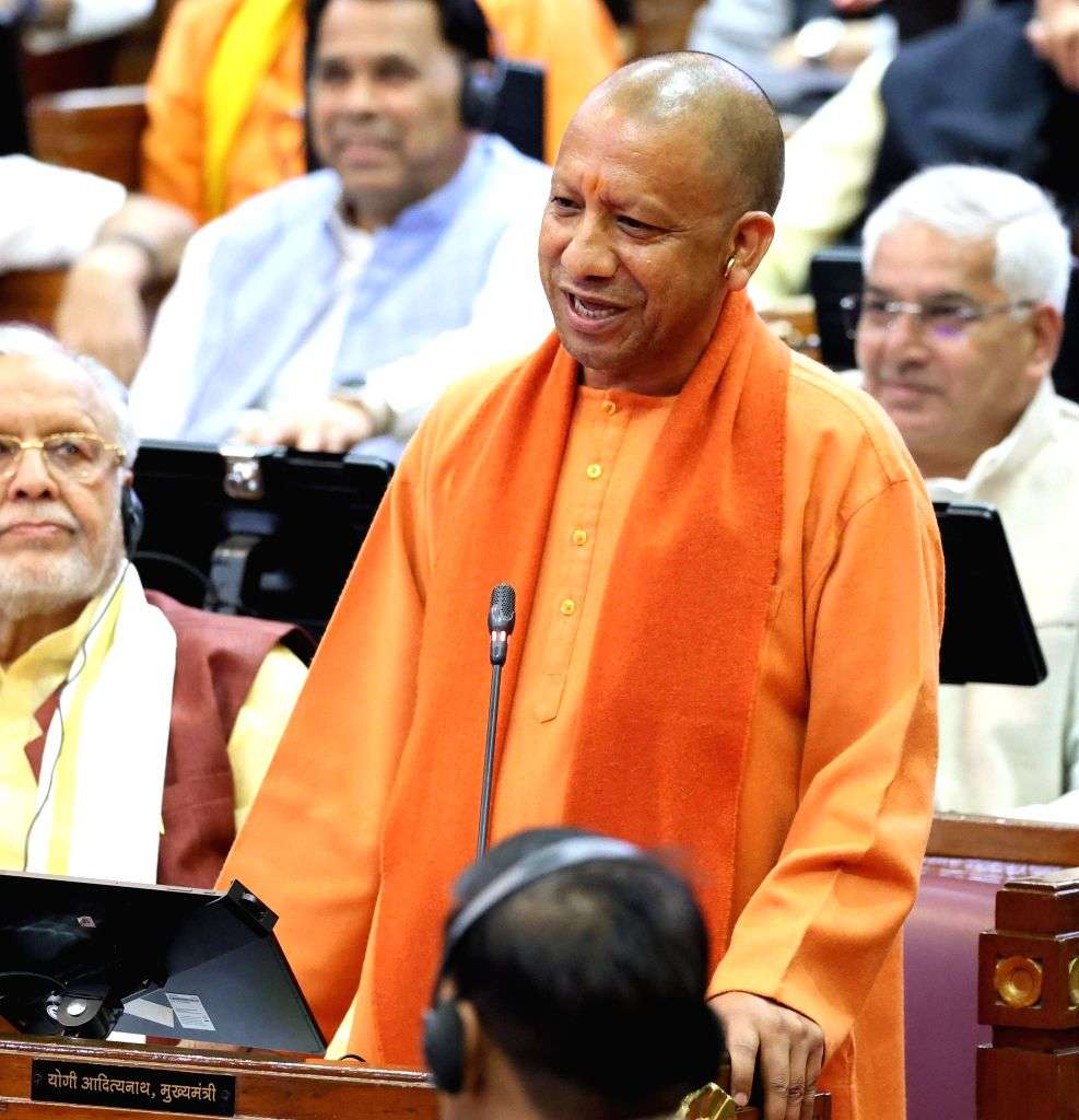 Uttar Pradesh Chief Minister Yogi Adityanath speaks during the budget ...