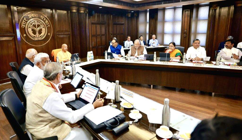 Uttar Pradesh Chief Minister Yogi Adityanath holds a cabinet meeting