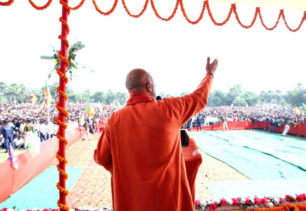 Uttar Pradesh CM Yogi Adityanath addresses an election rally