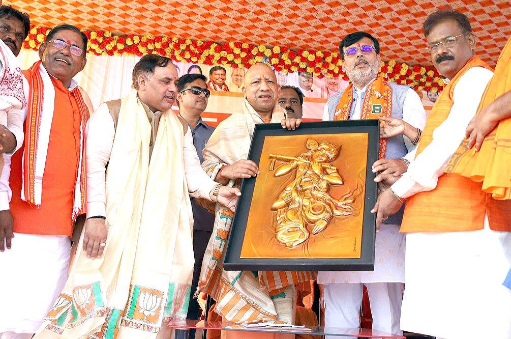 Uttar Pradesh CM Yogi Adityanath addresses an election rally