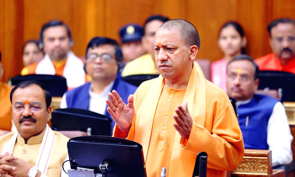 Uttar Pradesh CM Yogi Adityanath addresses during a budget session