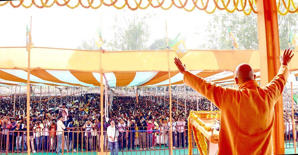Uttar Pradesh CM Yogi Adityanath attends an election campaign