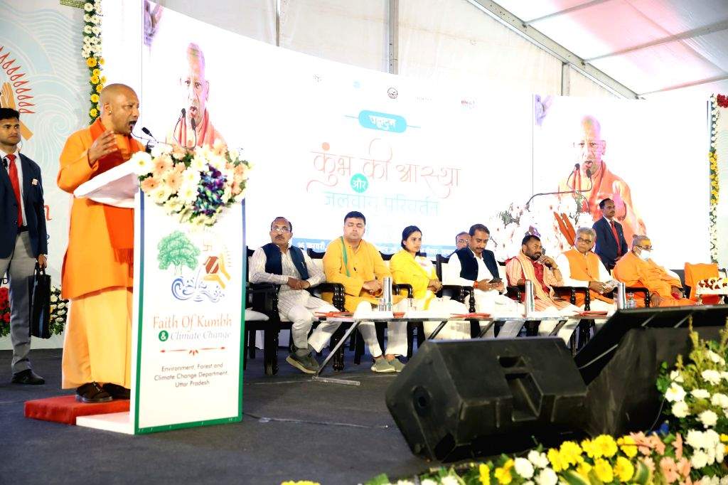 Uttar Pradesh CM Yogi Adityanath attends the 'Kumbh's Faith and Climate ...