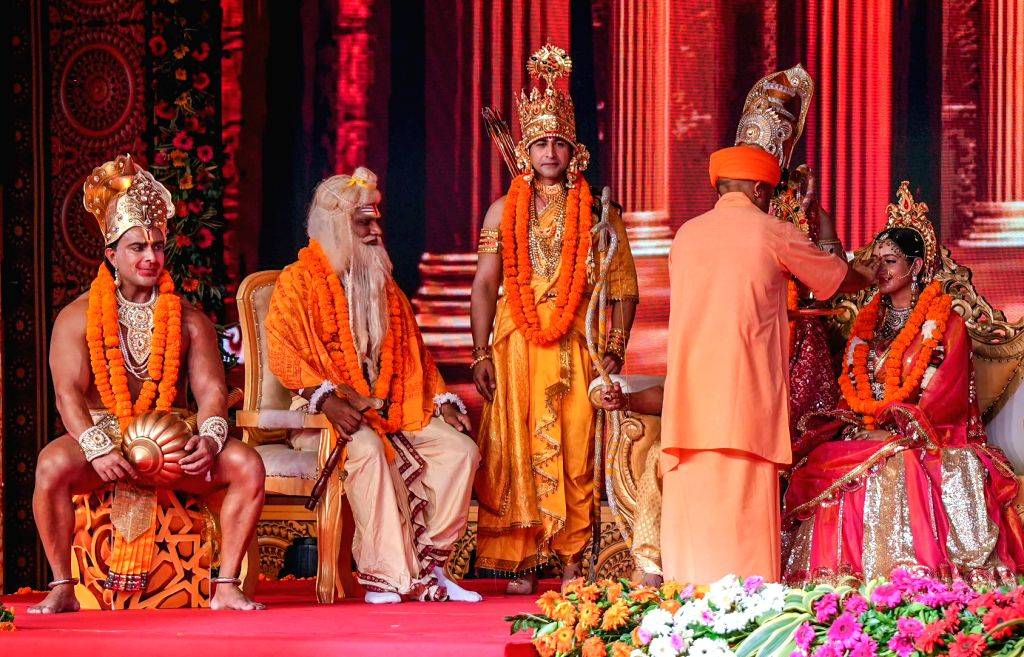 Uttar Pradesh CM Yogi Adityanath welcomes and greets the artists