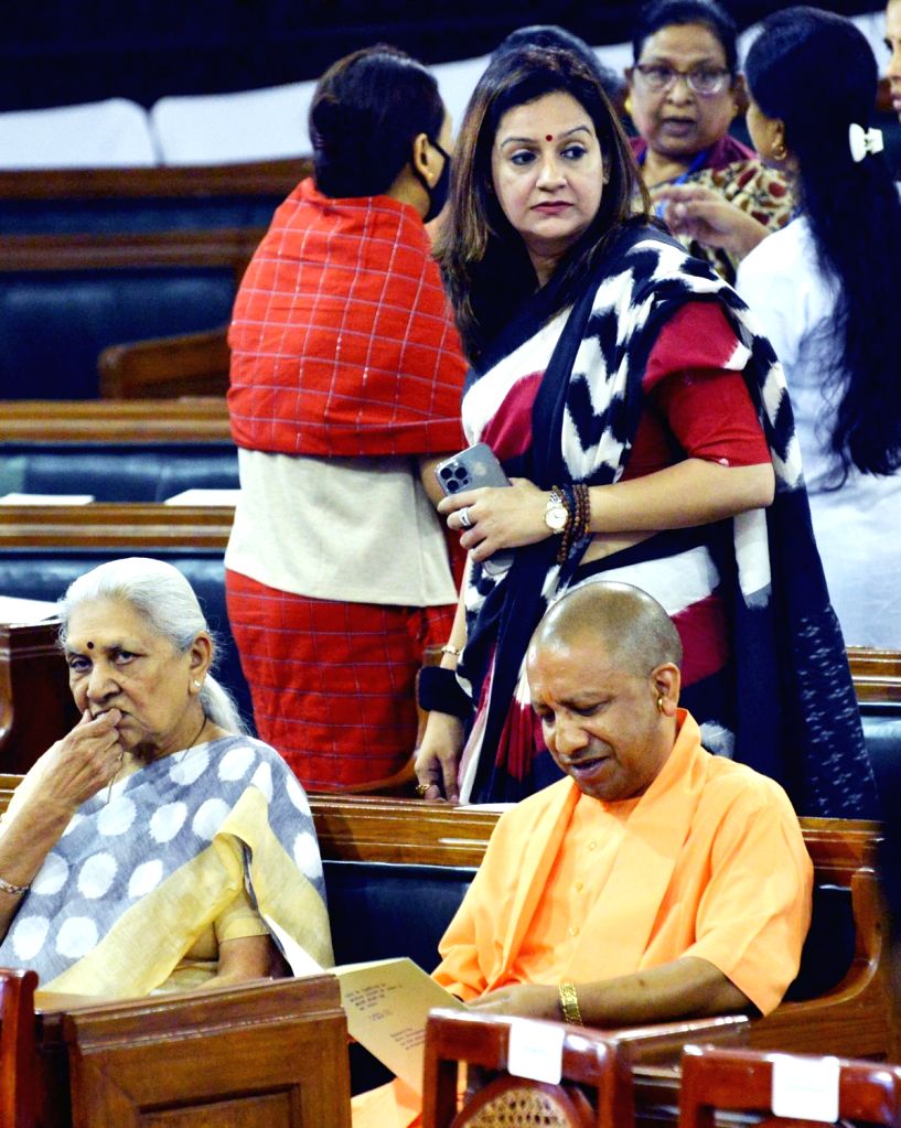 UP Governor Anandiben Patel and CM Yogi Adityanath at Presidential oath ...