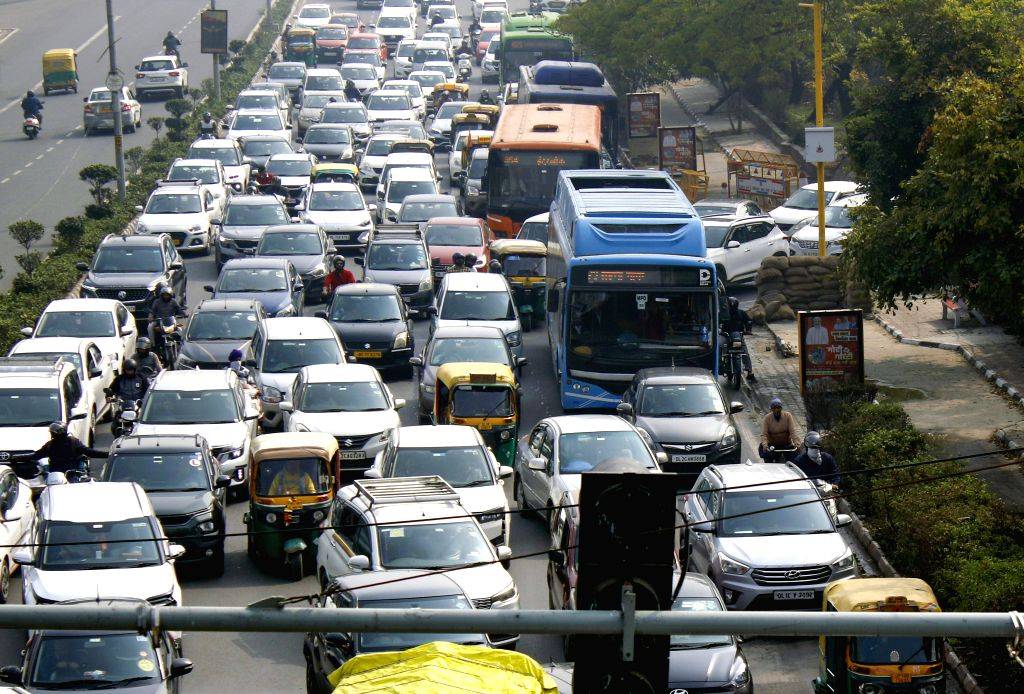 Vehicles are stuck in a traffic jam near ITO