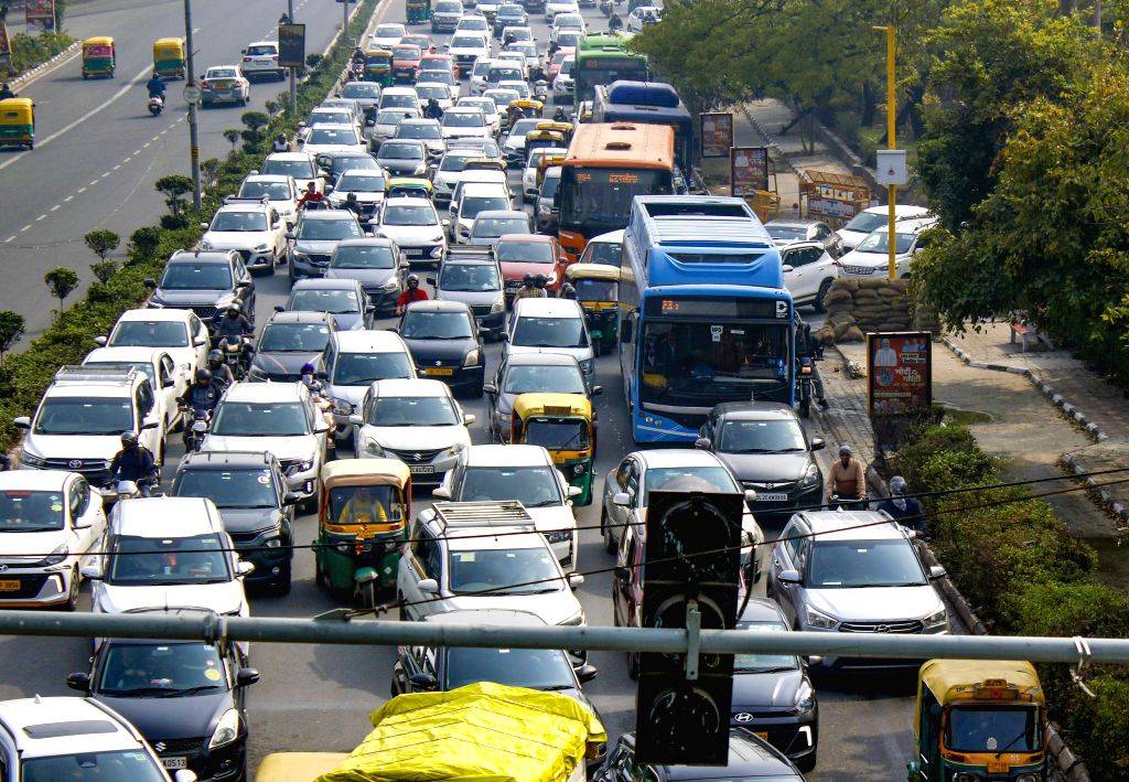 Vehicles are stuck in a traffic jam near ITO