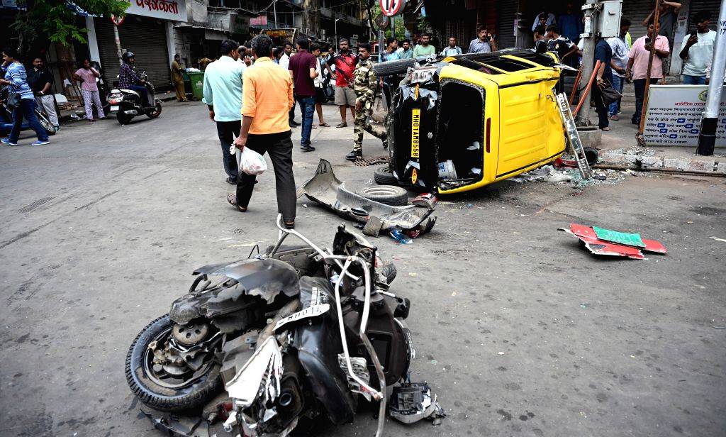 Vehicles Damaged After BEST Bus Crash Near Plaza Cinema