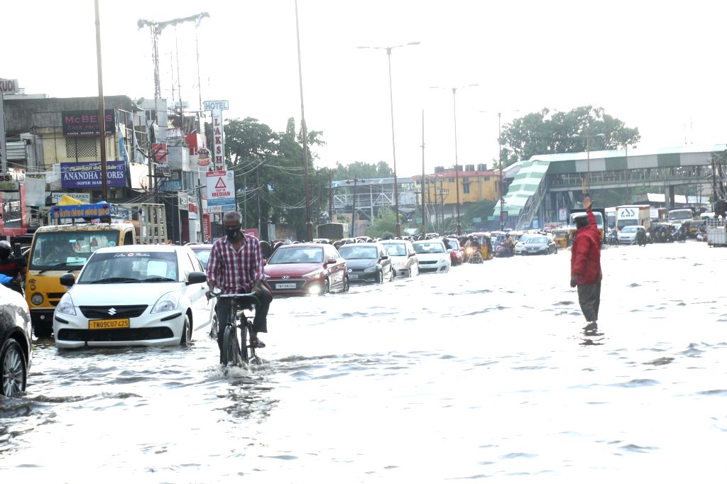 Waterlogged streets after heavy rains