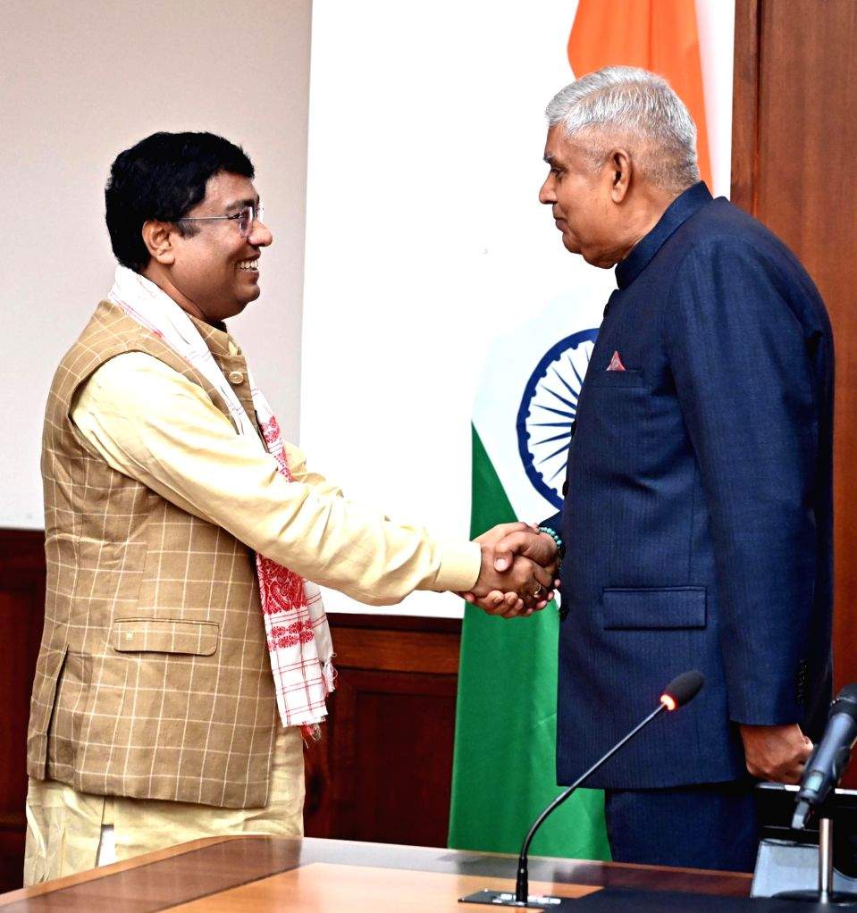 Vice-President and Rajya Sabha Chairman Jagdeep Dhankhar administers ...