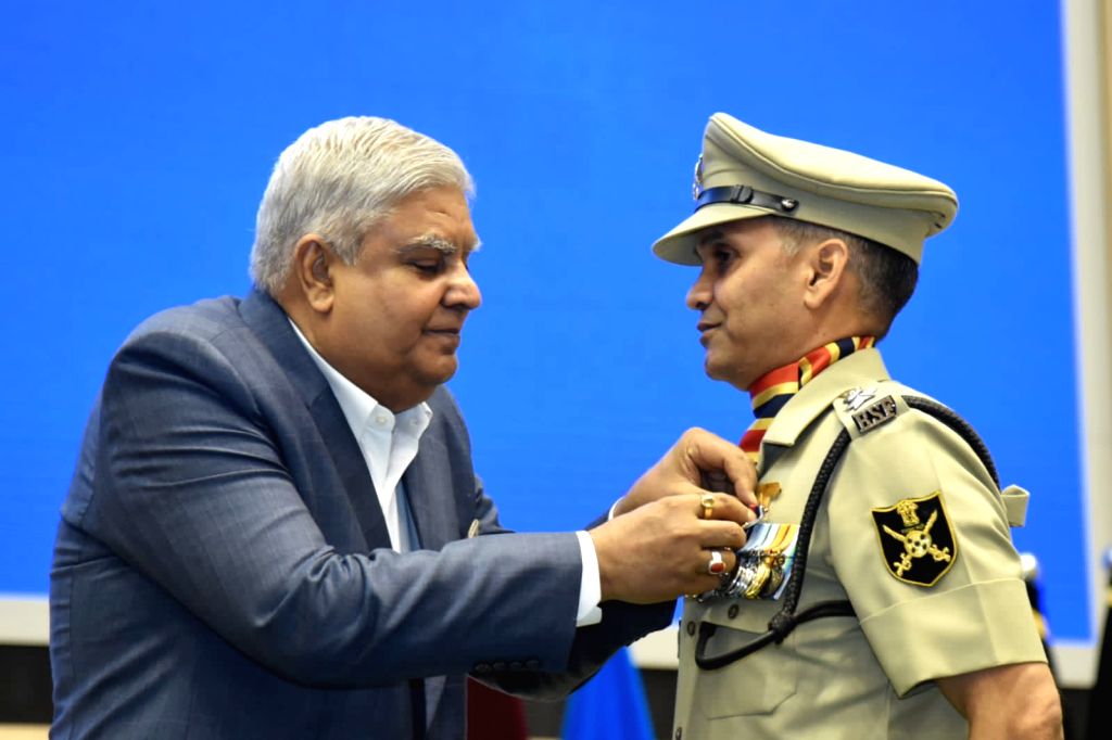 Vice President Jagdeep Dhankhar during the BSF Investiture Ceremony 2023
