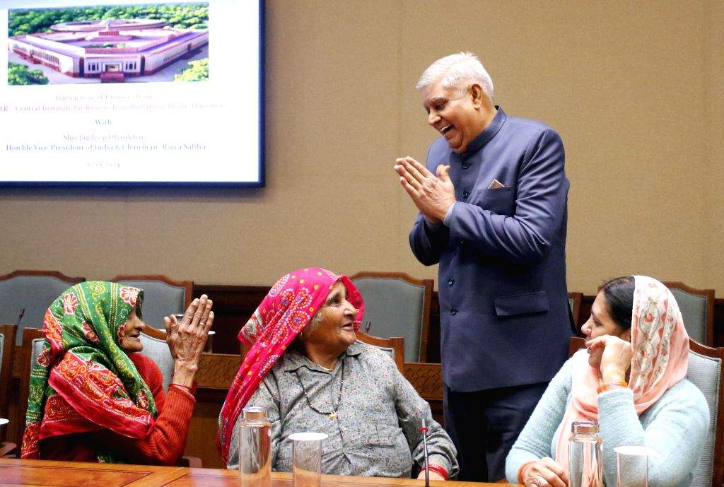 Vice President Jagdeep Dhankhar meets with farmers at Parliament House