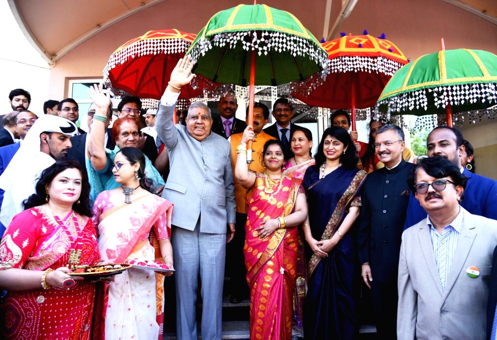 Doha: Vice President Jagdeep Dhankhar with First Lady Dr. Sudesh ...
